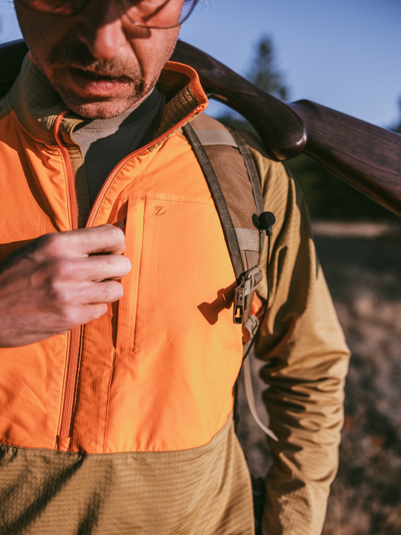 Men's Lightweight Grid Tech Fleece Half Zip - Wheat/Blaze