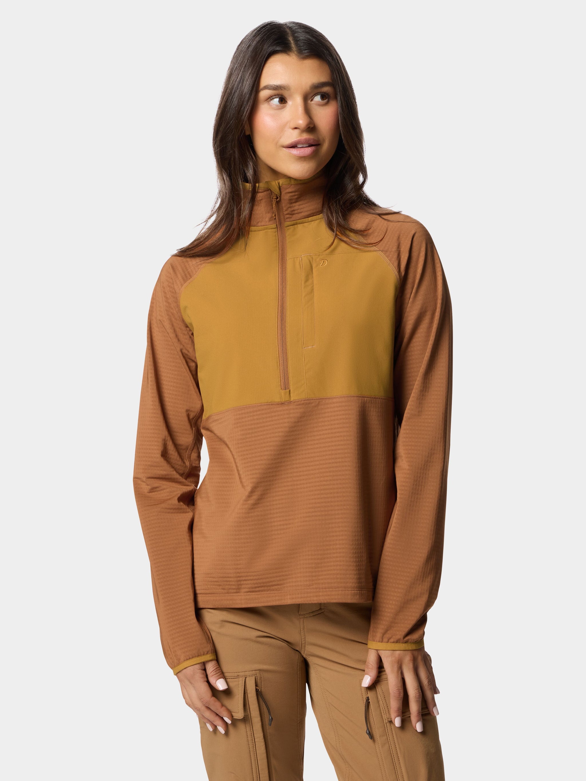 Women's Lightweight Grid Tech Fleece Half Zip - Clay/Coastal Copper