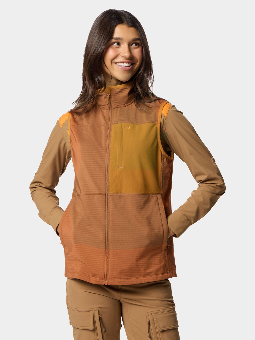 Women's Lightweight Grid Tech Fleece Vest - Clay/Coastal Copper